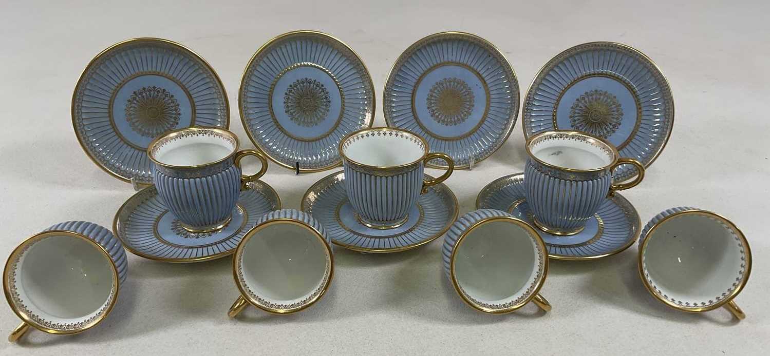 Lot 170 - SÈVRES; a set of seven fluted cabinet cups