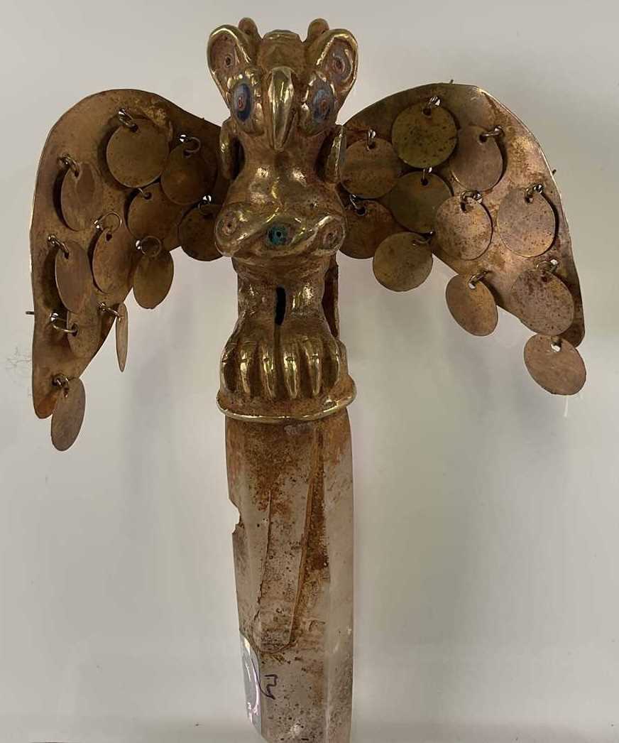 Lot 1020 - A South American carved crystal sceptre,