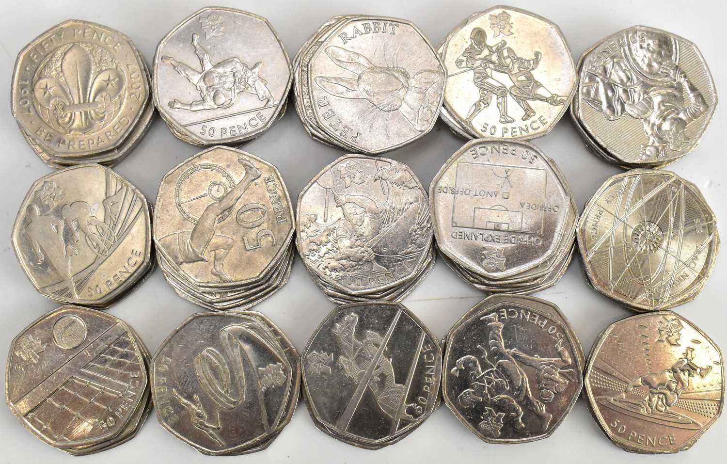 Lot 709 - Fifty-nine various modern commemorative 50p