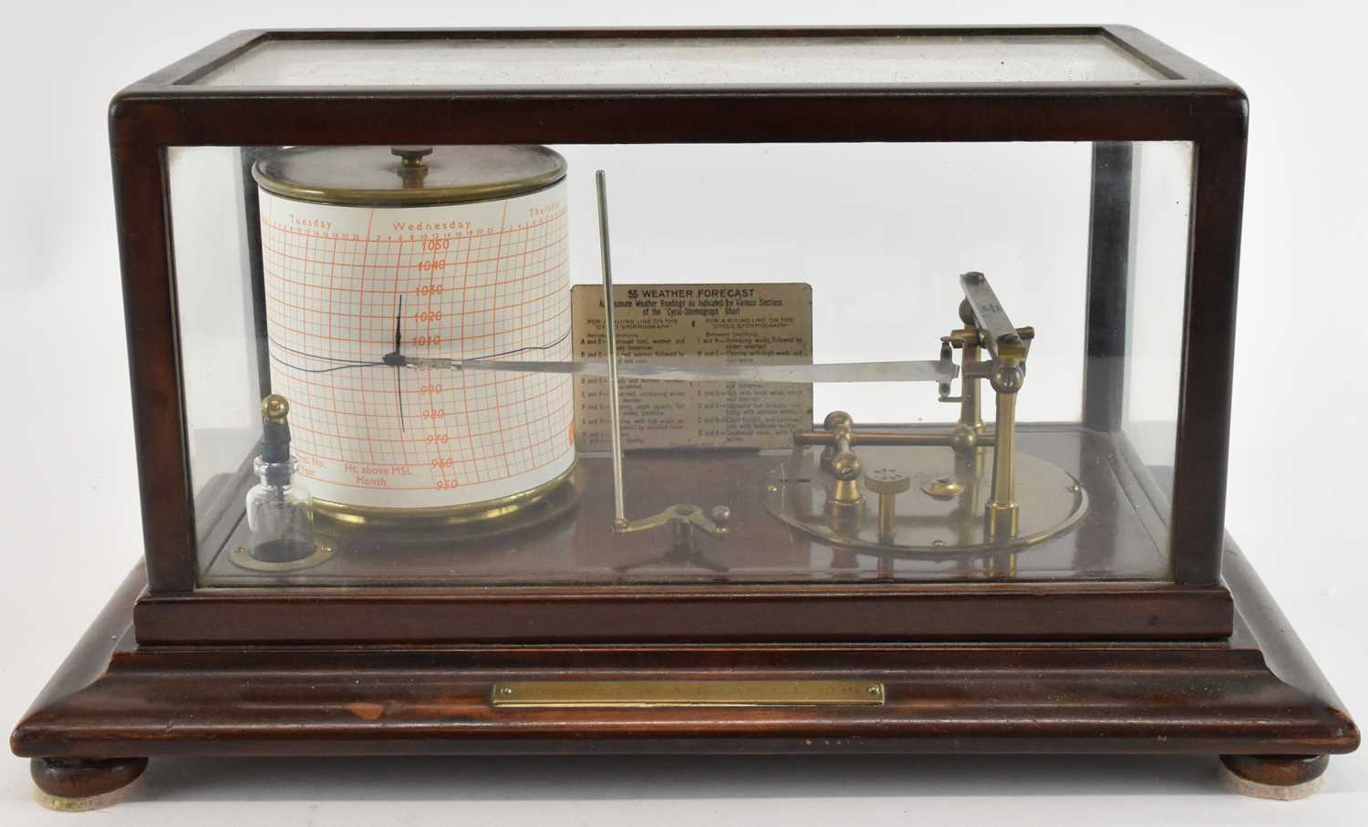 Lot 96 - A 20th century mahogany cased barograph,