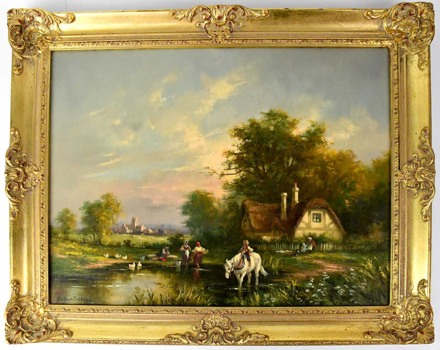 Lot 433 - GUDRUN SIBBONS (born 1925); oil on canvas in