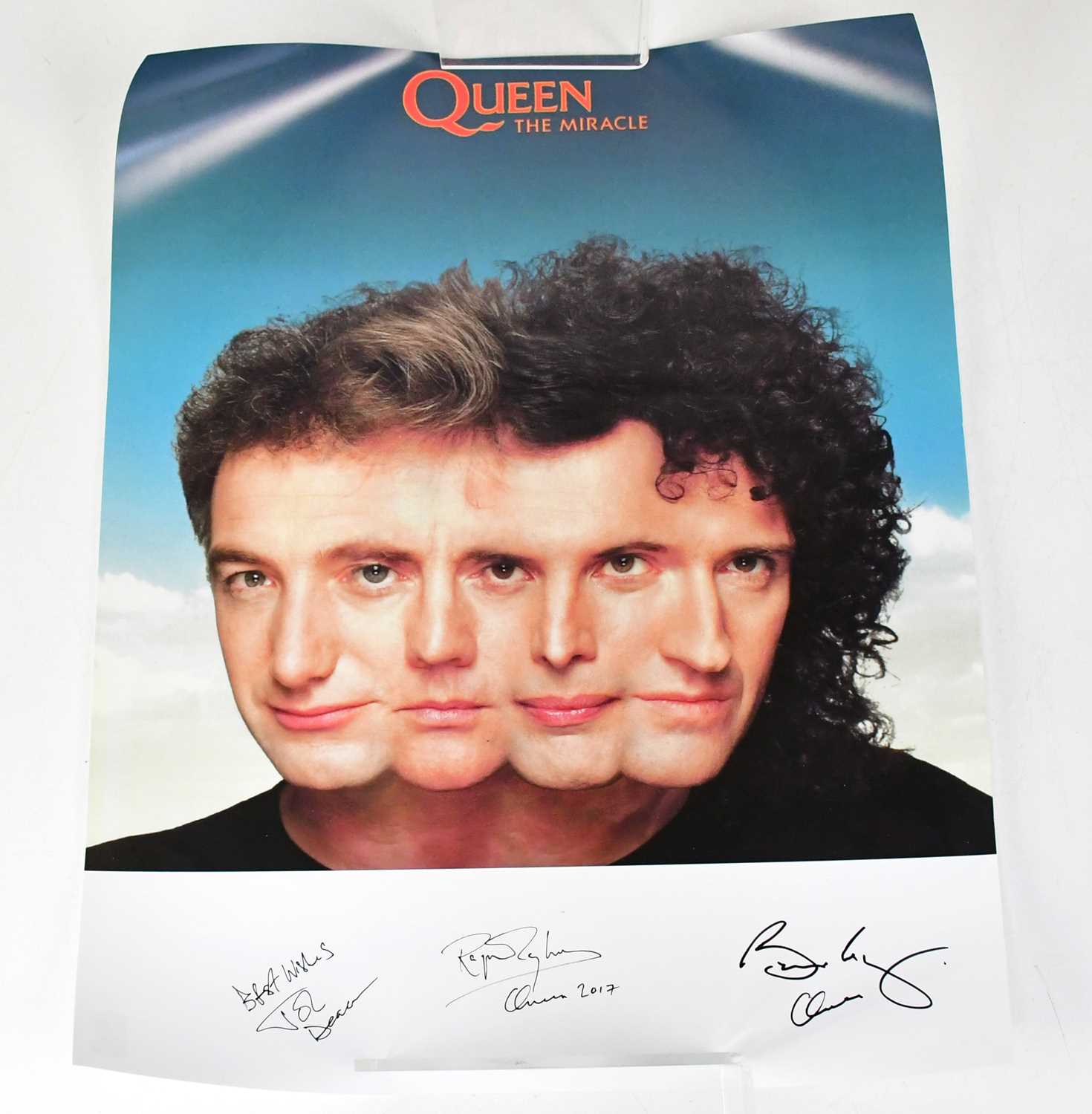 Lot 275 - QUEEN; a colour poster signed by John Deacon,
