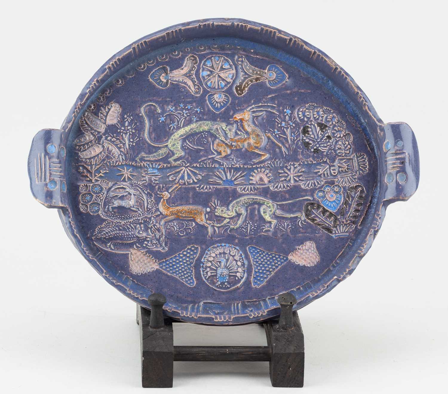 Lot 657 - STEVEN SYKES (1914-1999); an oval tin glazed